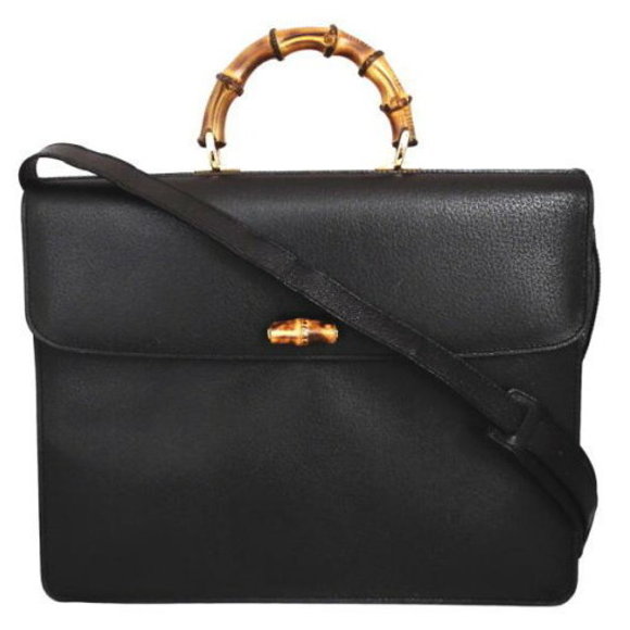 Gucci | Bags | Gucci Bamboo Briefcase Document Bag Shoulder Leather ...